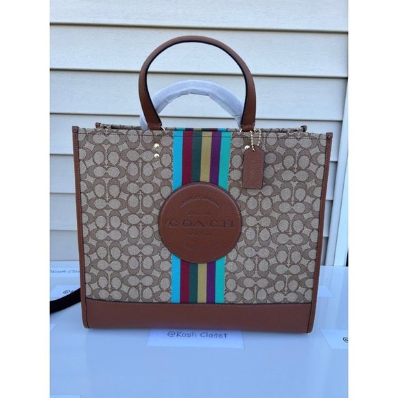 Coach | Bags | Coach Dempsey Tote 4 In Signature Jacquard With Stripe ...